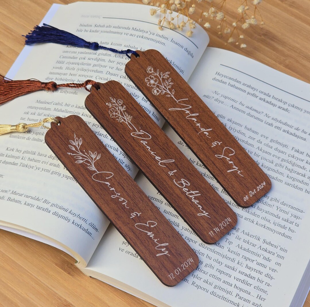 Custom Wood Bookmarks With Tassel, Personalized Wooden Bookmark, Unique ...