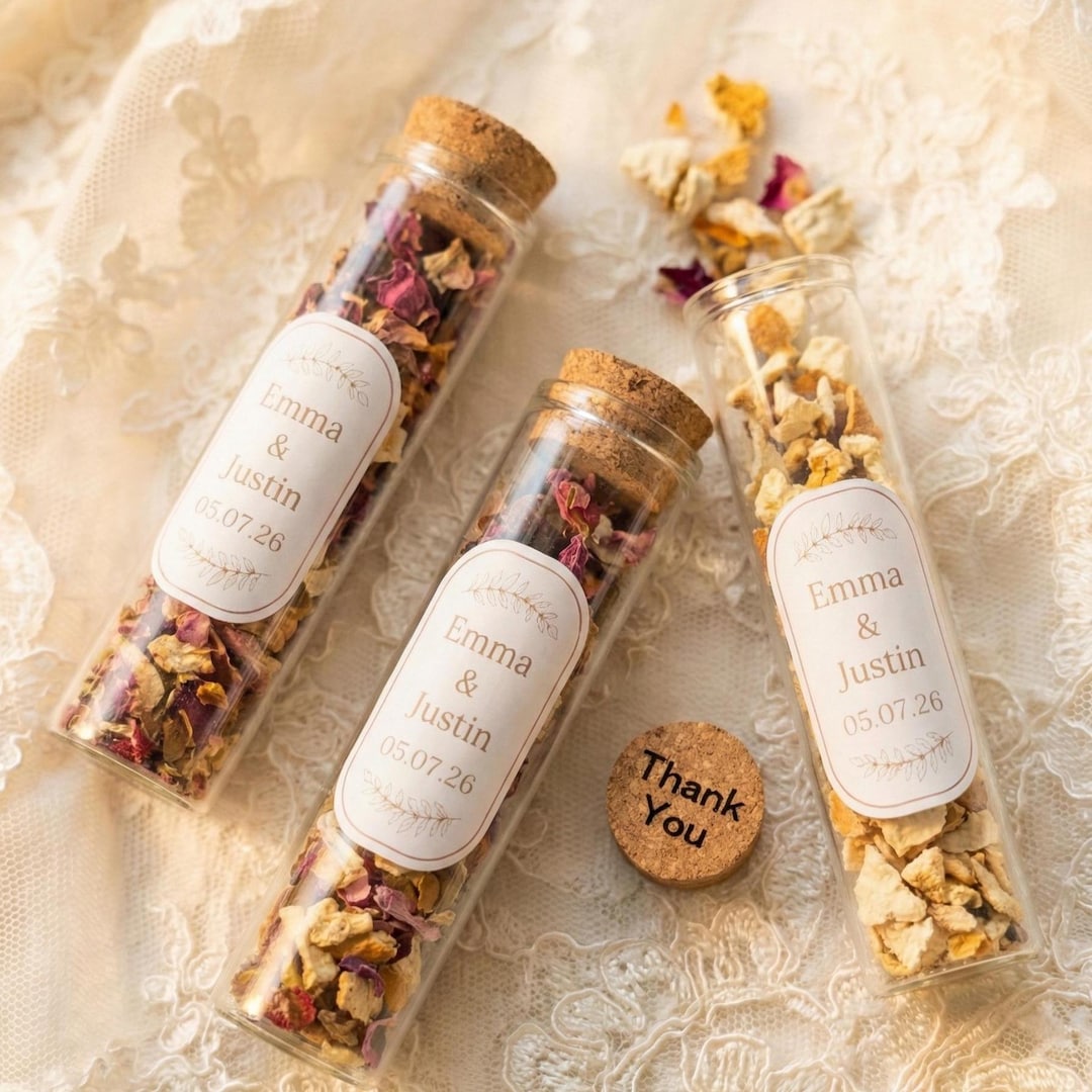 Personalized Wedding Tea Favors, Glass Tube Wedding Guest Gift, Custom ...