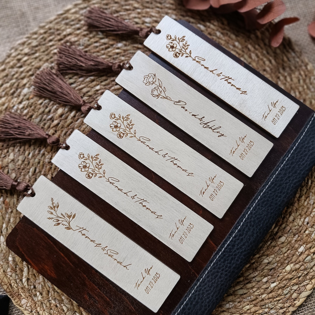 Personalized Bookmark Wedding Favors, Wood Engraved Bookmark, Bulk ...