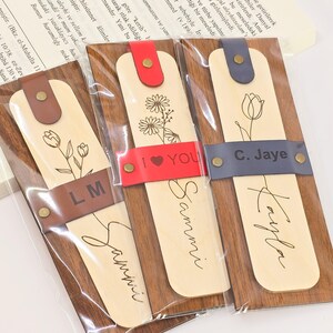 Personalized Wooden Bookmark With Leather Tassel Custom Engraved Gift ...