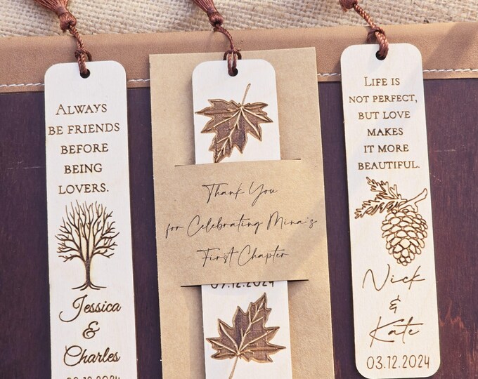 Custom Wooden Bookmarks Favor Wedding Gift for Guests the Perfect ...