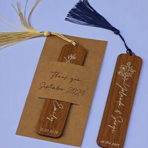 Personalized Wooden Bookmark Wedding Favor - Custom Engraved Rustic ...