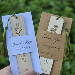 Personalized Wooden Bookmark Wedding Favors - Custom Engraved Rustic ...