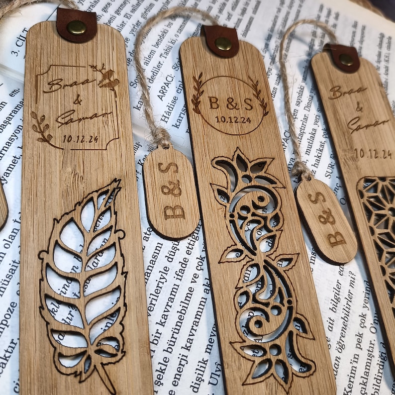 Personalized Bookmark Wedding Favors, Wood Engraved Bookmark, Bulk ...