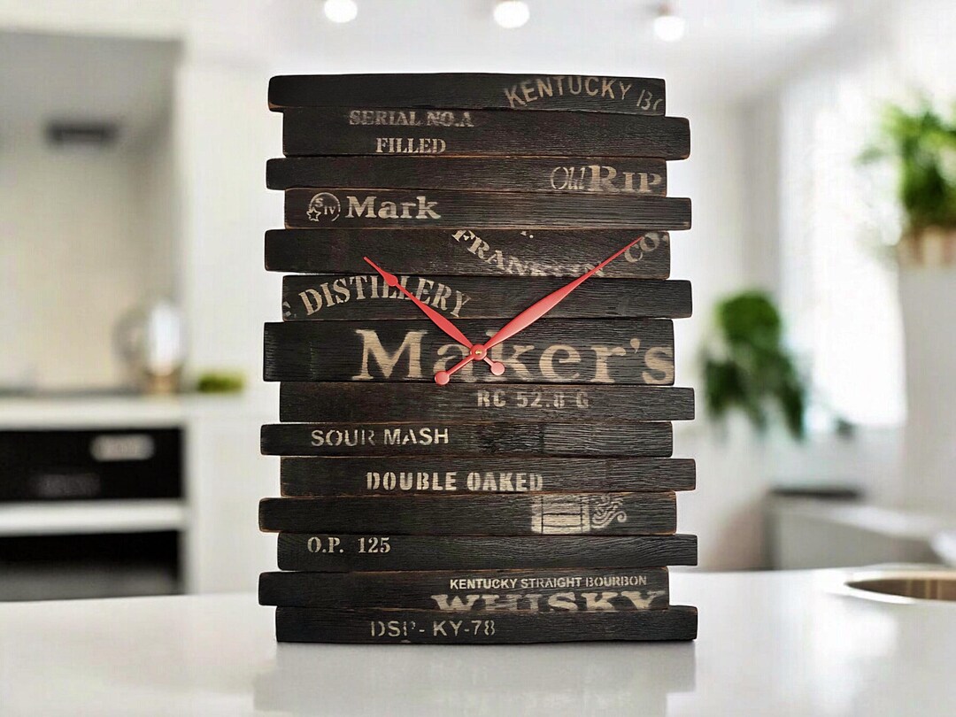 Bourbon Whiskey Barrel Clock Large Rustic Barrel Wood Clocks Vintage ...