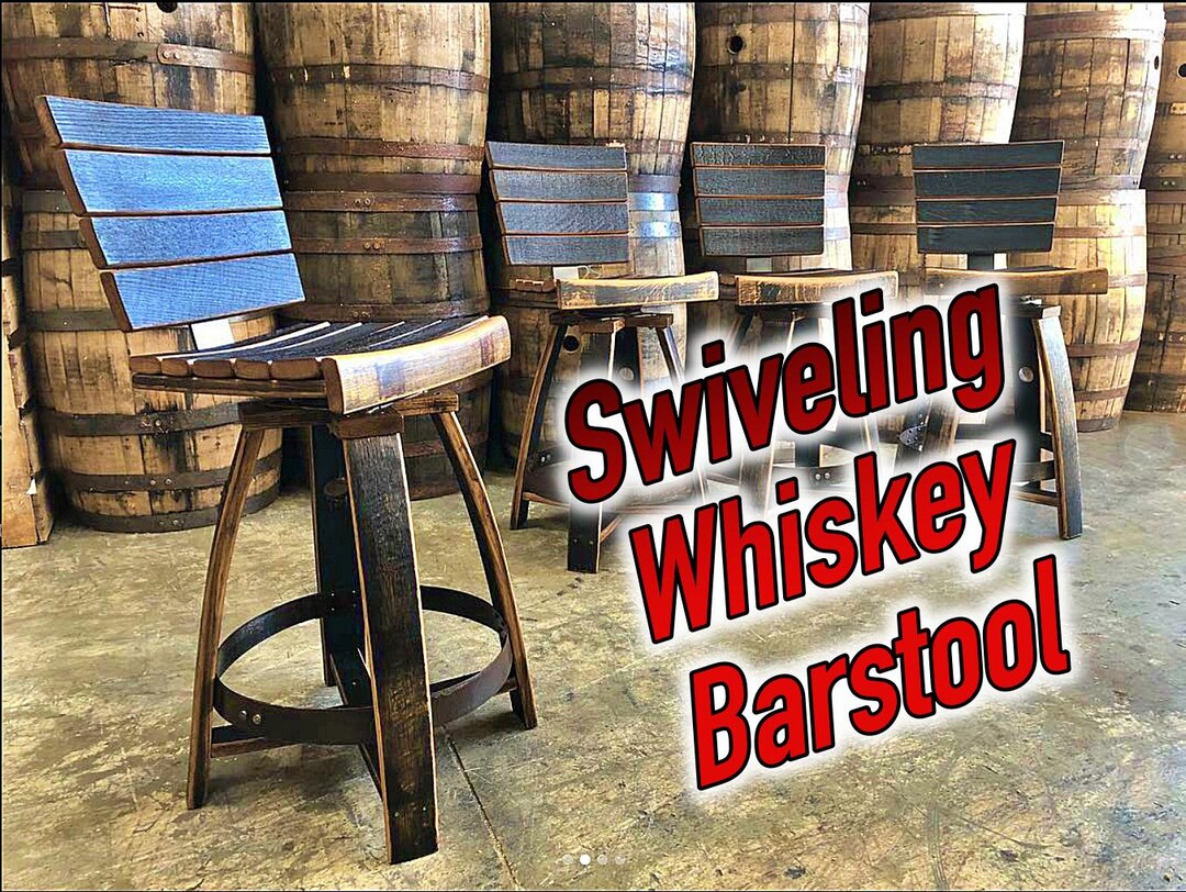 Swiveling Whiskey Barrel Barstool With Backrest - Etsy