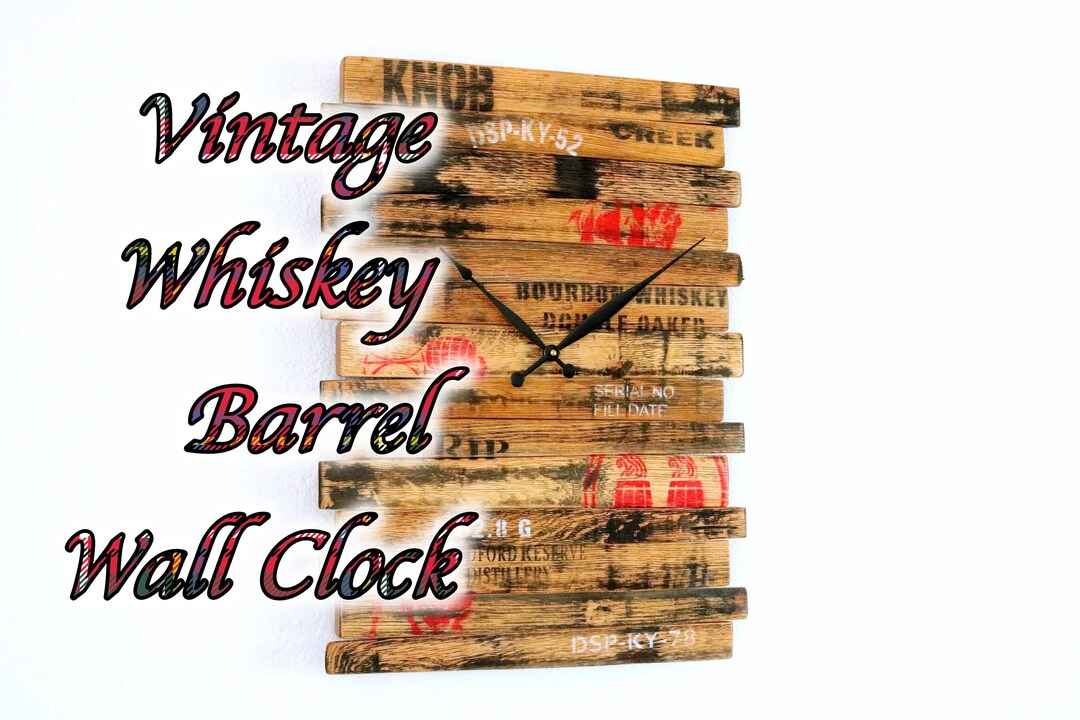 Vintage Whiskey Barrel Wall Clock Large Wall Hanging Clock Bourbon ...