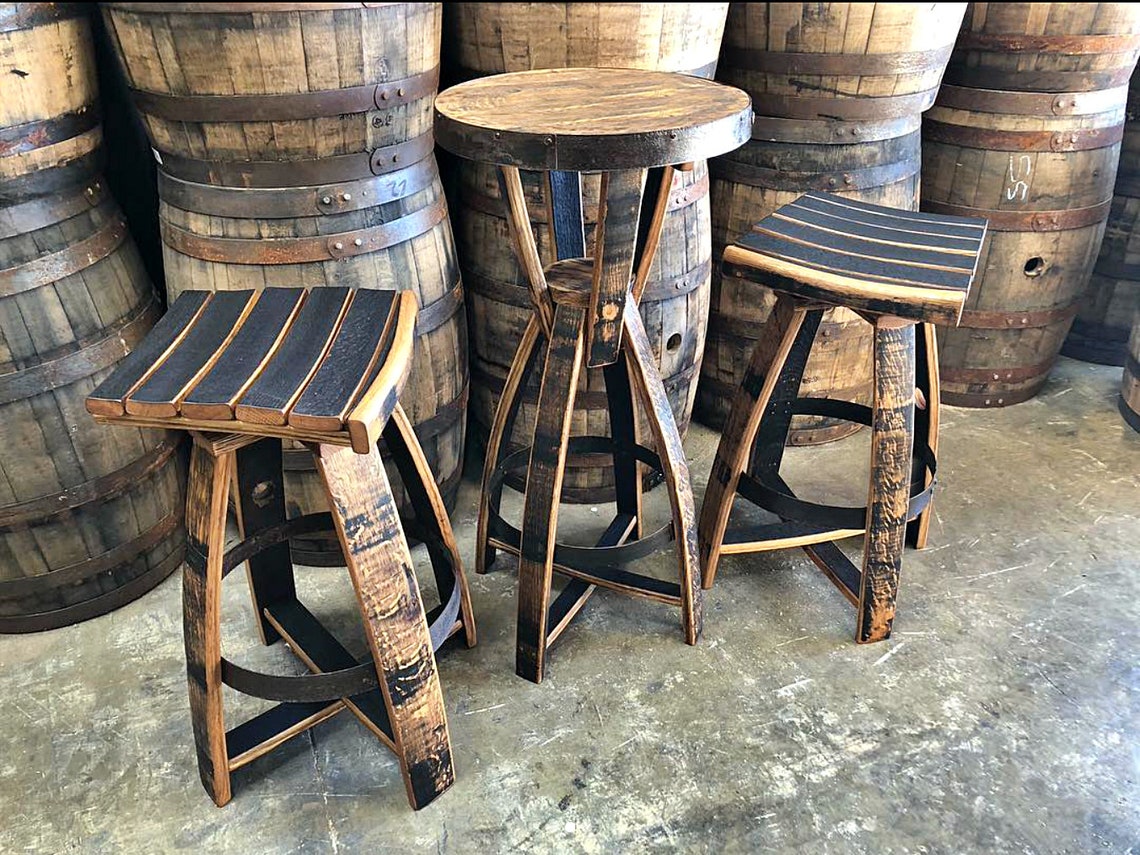Kentucky Bar Set Whiskey Barrel Barstools and Table - Etsy