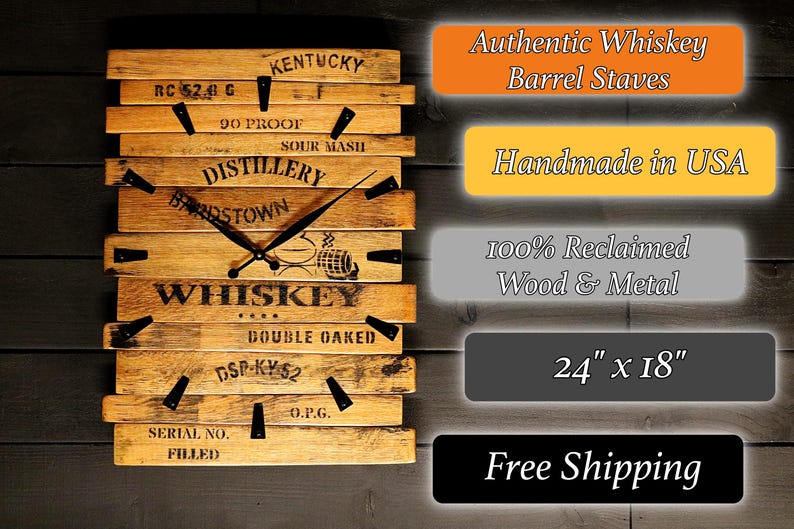 Whiskey Barrel Stave Clock - Etsy
