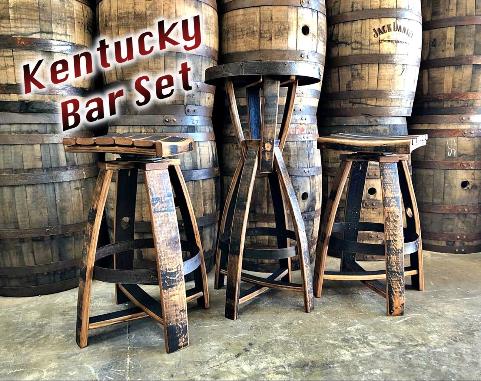 Kentucky Bar Set Whiskey Barrel Barstools and Table - Etsy