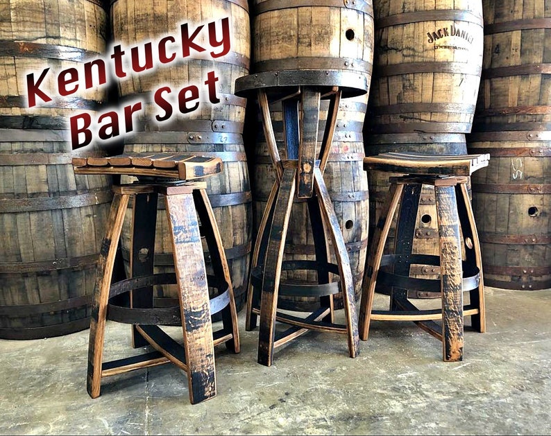 Kentucky Bar Set Whiskey Barrel Barstools and Table - Etsy