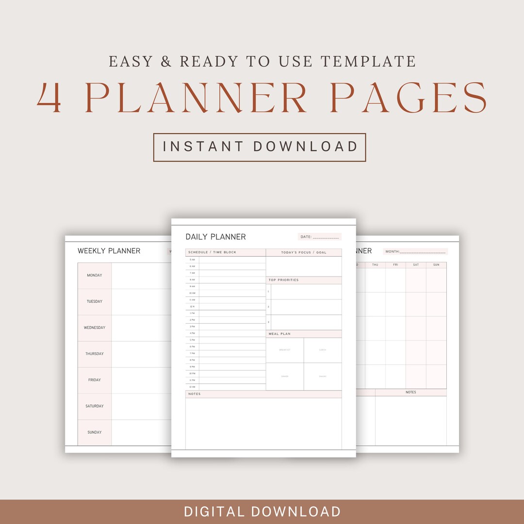 Daily Planner Printable Bundle Productivity Planner - Etsy