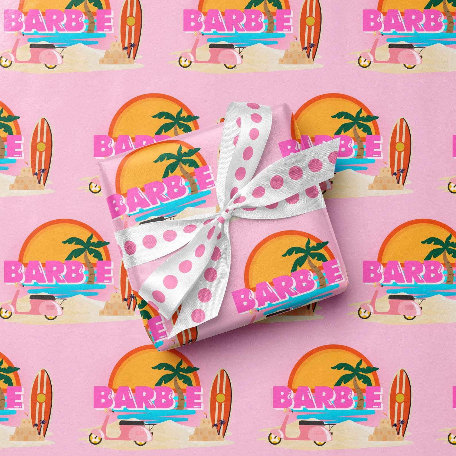 Barbie Beach Wrapping Paper Sunset Gift Wrap Barbie Wrapping Paper Kids ...