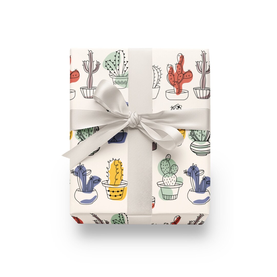 Cactus Wrapping Paper Plants Gift Wrap Paper Gardening Wrapping Paper ...