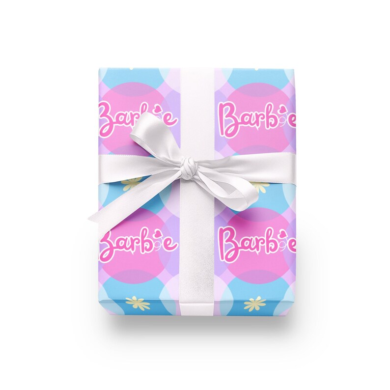 Barbie Themed Wrapping Paper Cute Gift Wrapping Flower Power Wrap Paper ...