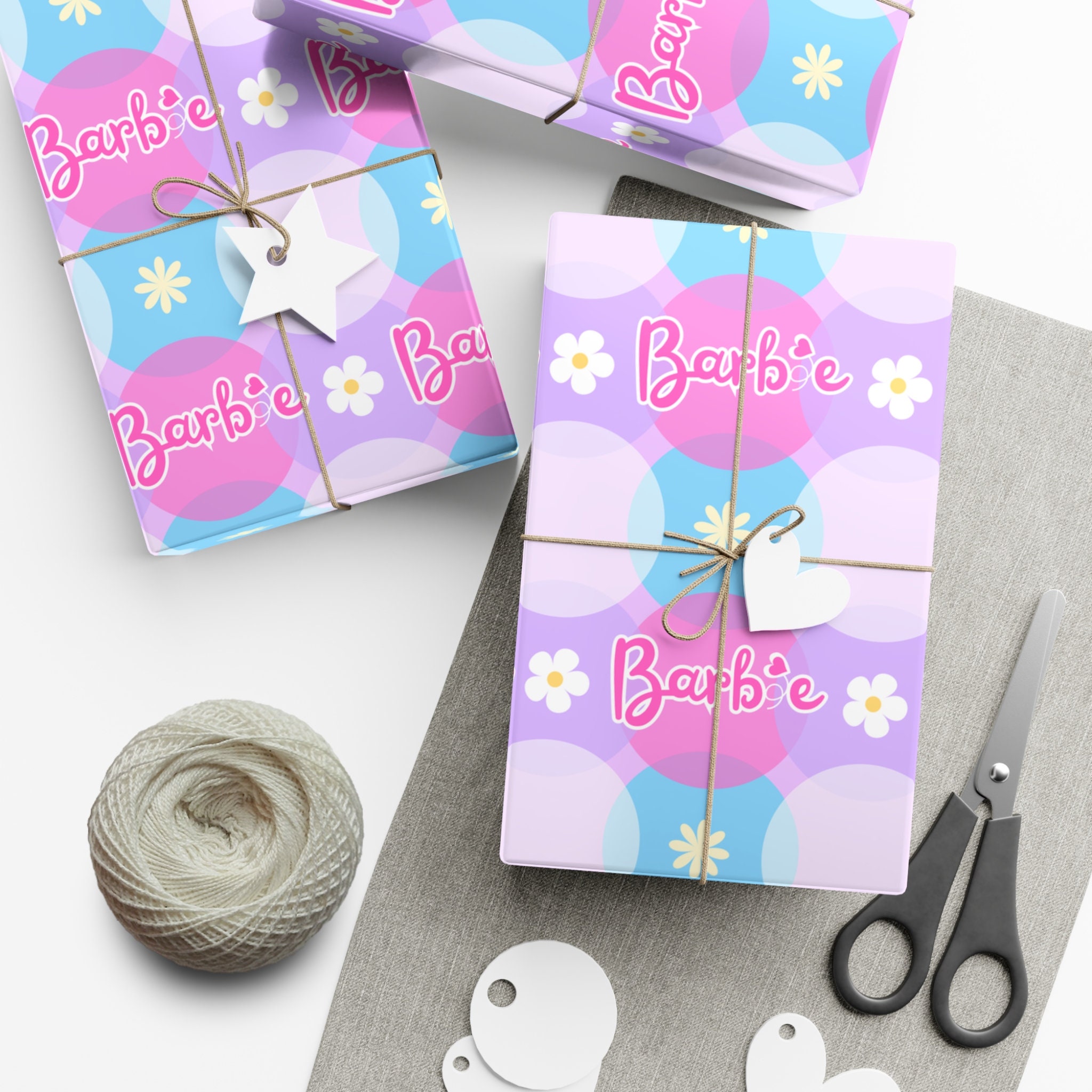 Barbie Themed Wrapping Paper Cute Gift Wrapping Flower Power Wrap Paper ...
