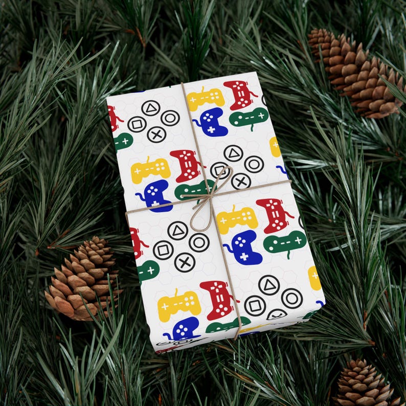 Game Console Wrapping Paper Controller Wrap Paper Gamers Wrapping Paper ...