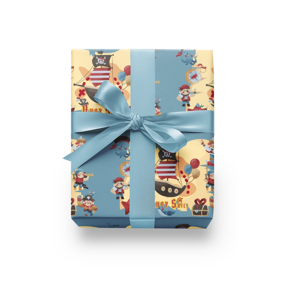 Pirate Wrapping Paper Ship Wrap Paper Treasure Map Gift Wrap Children ...
