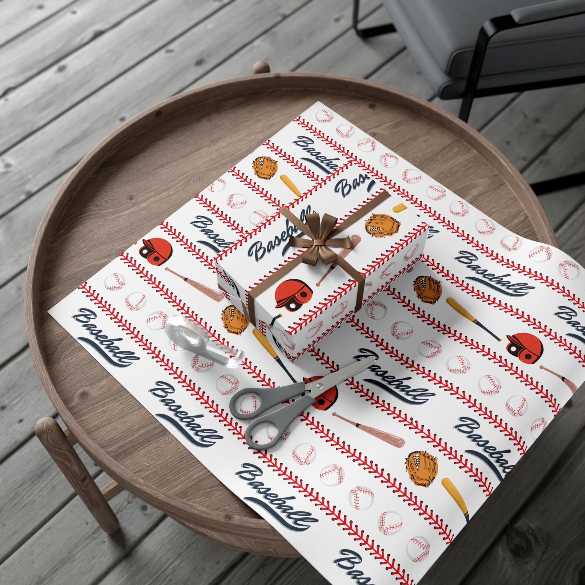 Baseball Gift Wrapping Paper Baseball Bats and Glove Gift Wrap Helmets ...