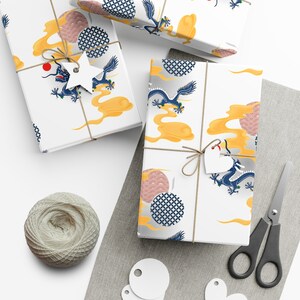 Dragon Wrapping Paper Mystical Wrap Paper Asian Wrapping Paper Fantasy ...