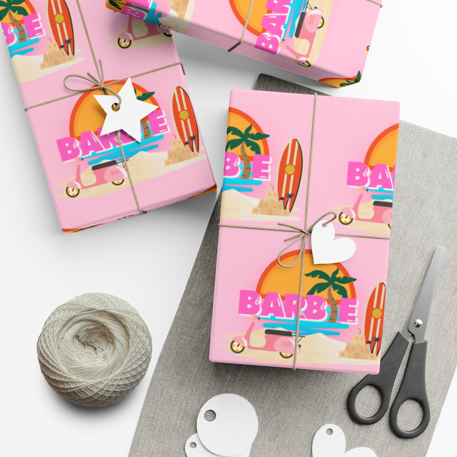 Barbie Beach Wrapping Paper Sunset Gift Wrap Barbie Wrapping Paper Kids ...