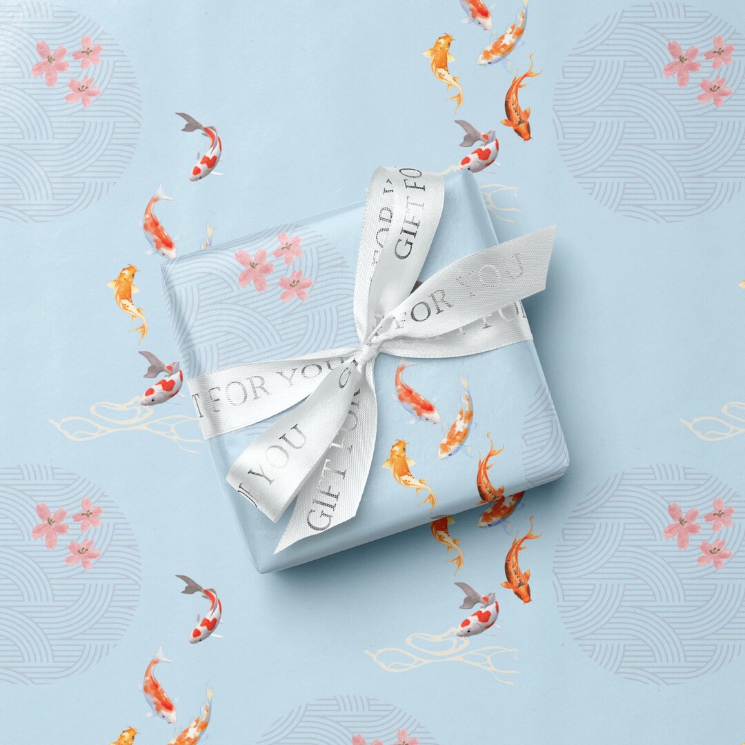 Koi Wrapping Paper Fish Gift Wrap Japanese Wrapping Paper Wedding Gift ...