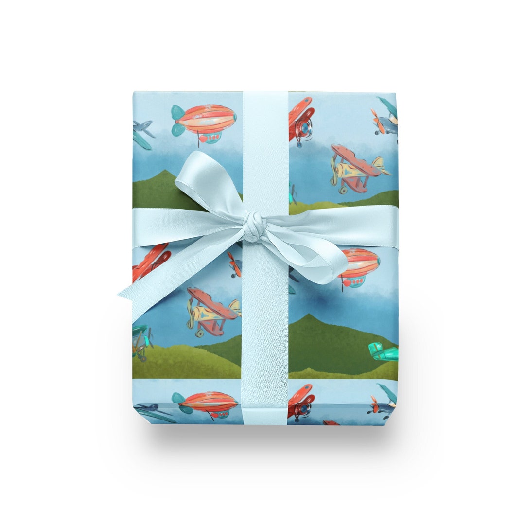 Airplane Wrapping Paper Plane Gift Wrap Paper Sky Wrap Paper Children ...