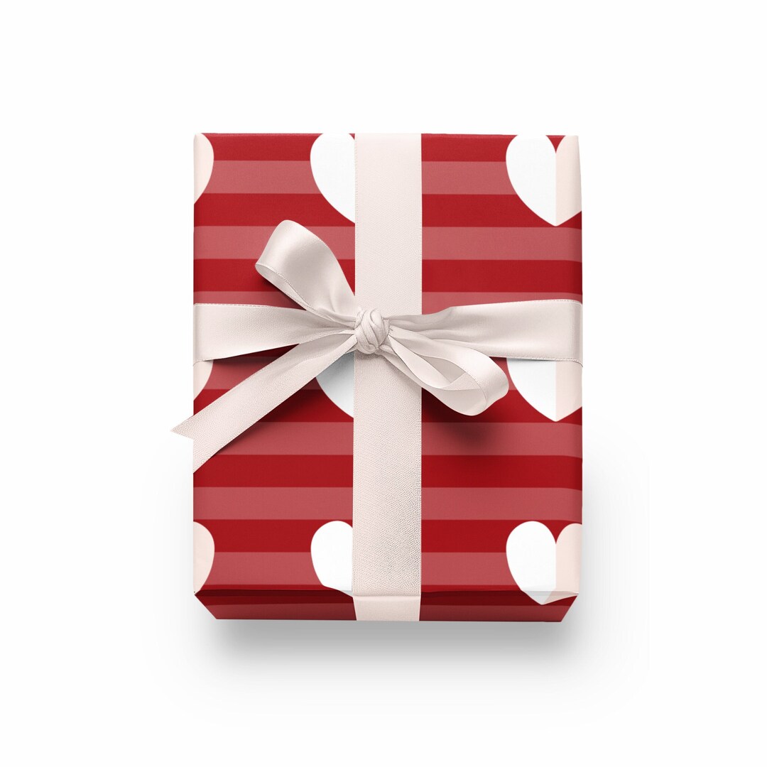 Love Gift Wrap Valentine Wrapping Paper Hearts Gift Wrap Paper Red ...