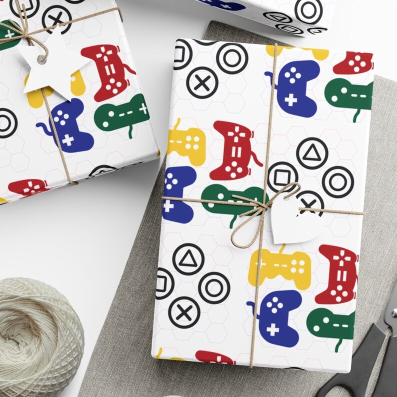 Game Console Wrapping Paper Controller Wrap Paper Gamers Wrapping Paper ...
