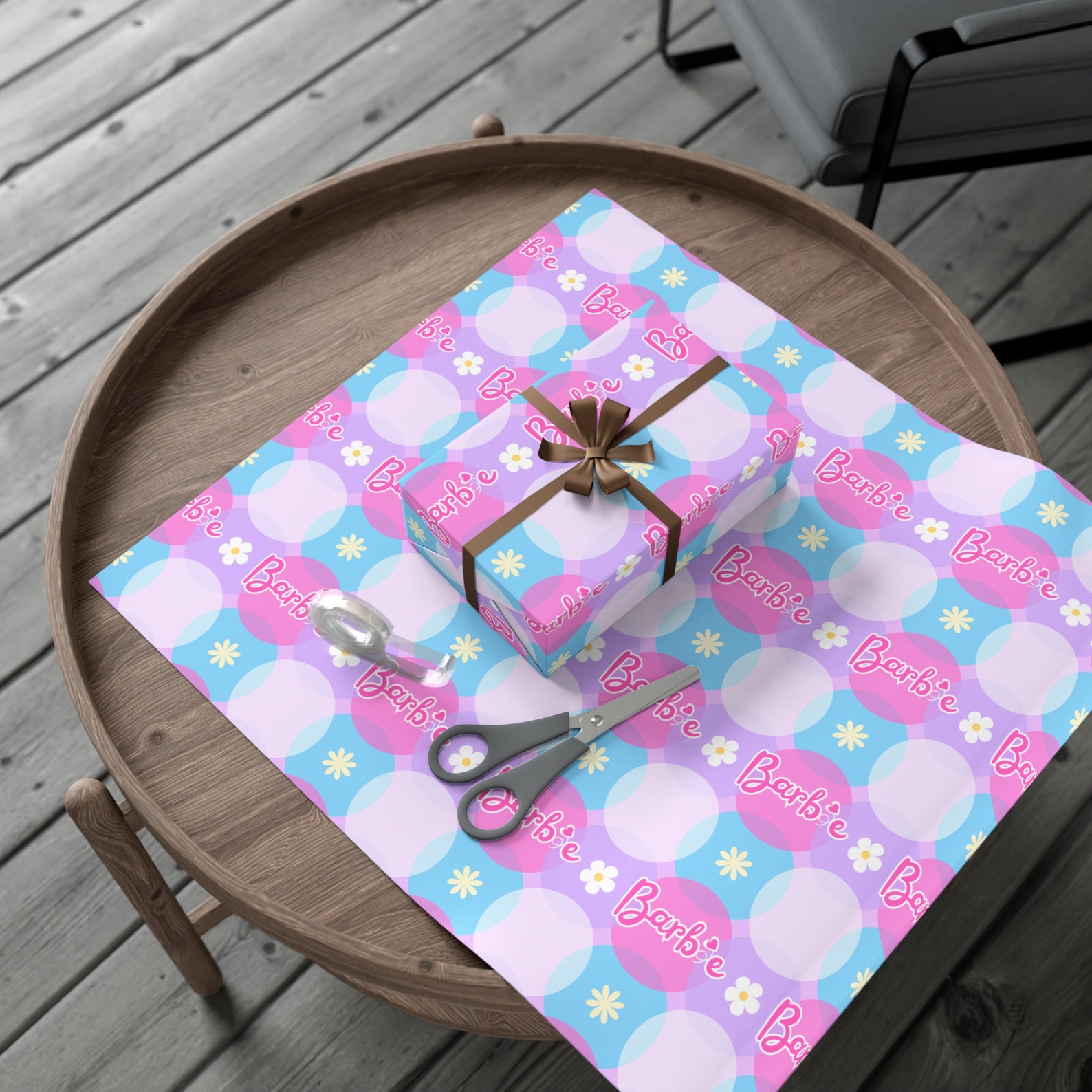 Barbie Themed Wrapping Paper Cute Gift Wrapping Flower Power Wrap Paper ...
