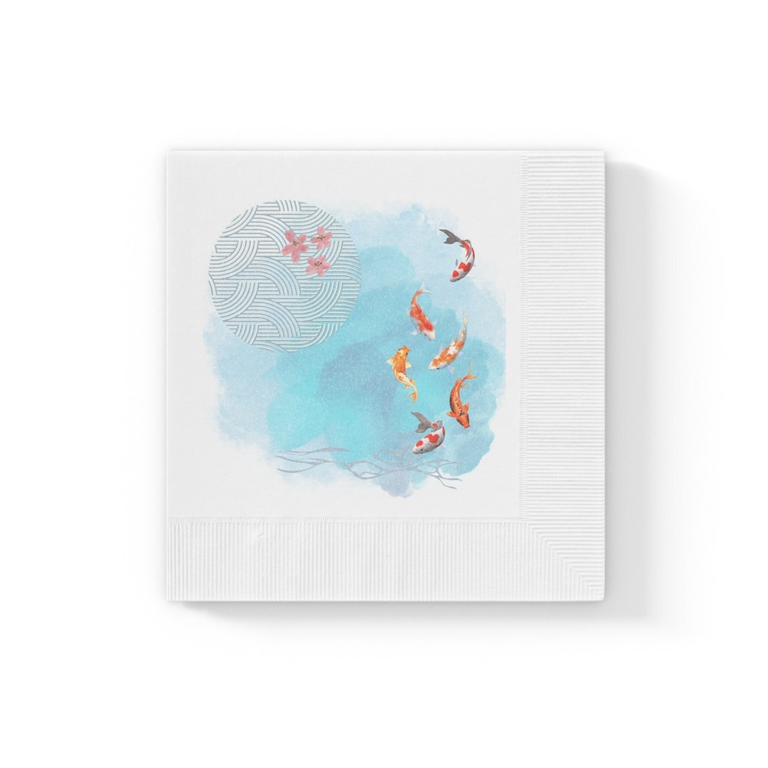 Japanese Koi Pond Paper Napkins 50 Pcs Asian Theme Napkins Zen Themed ...