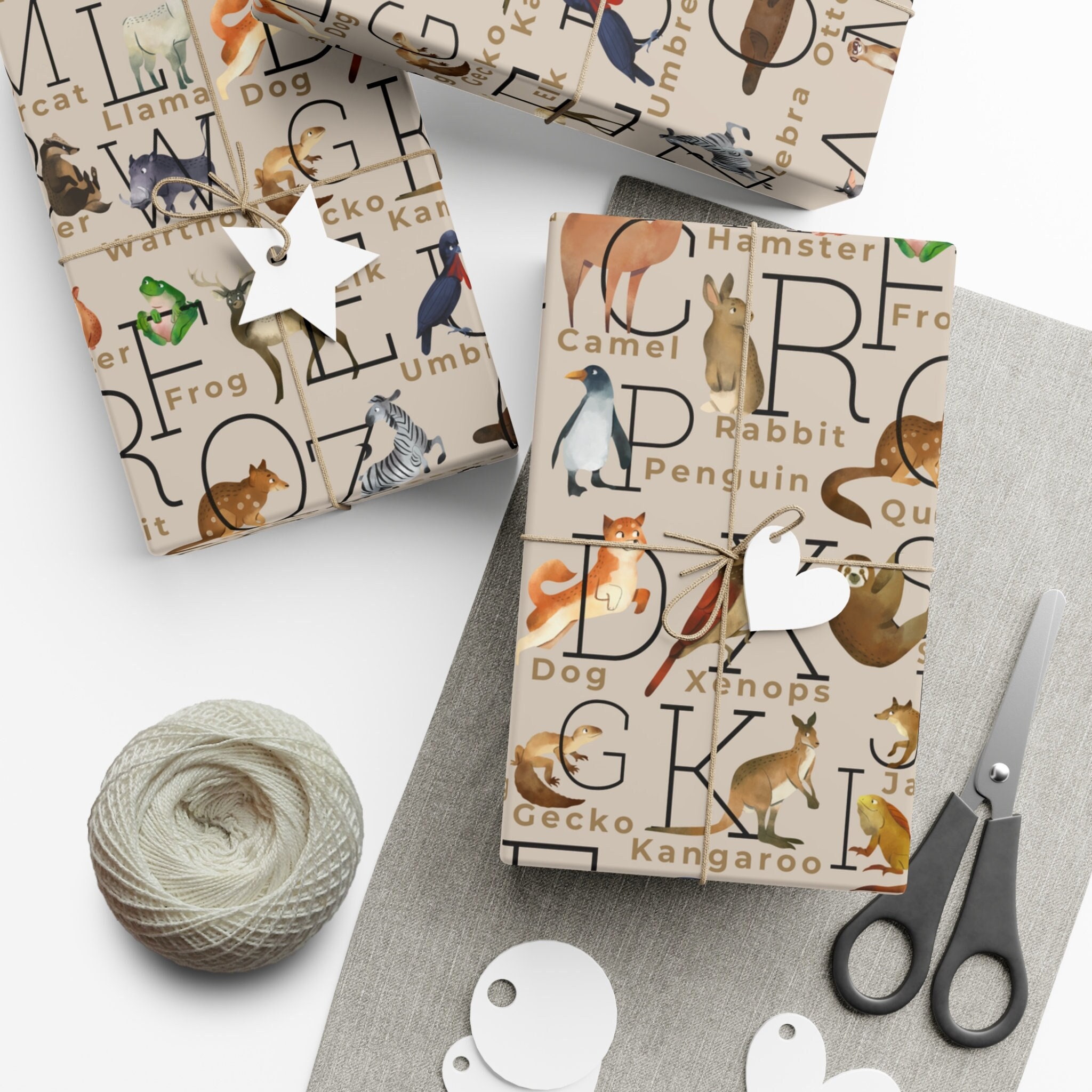 Alphabets Wrapping Paper Animal Gift Wrap Paper Letters - Etsy