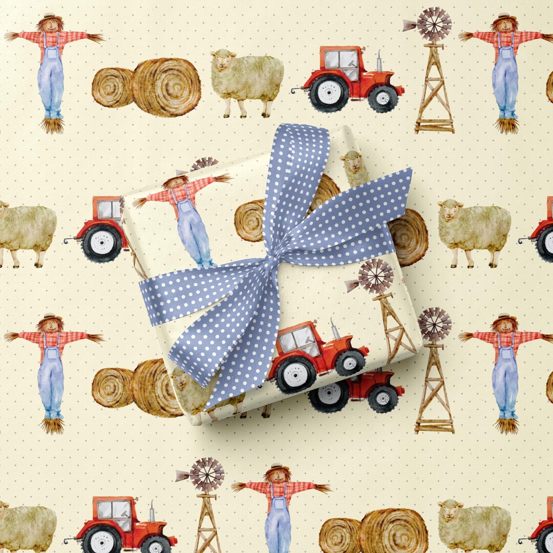 Farm Wrapping Paper Barnyard Gift Wrap Paper Countryside Wrap Paper ...
