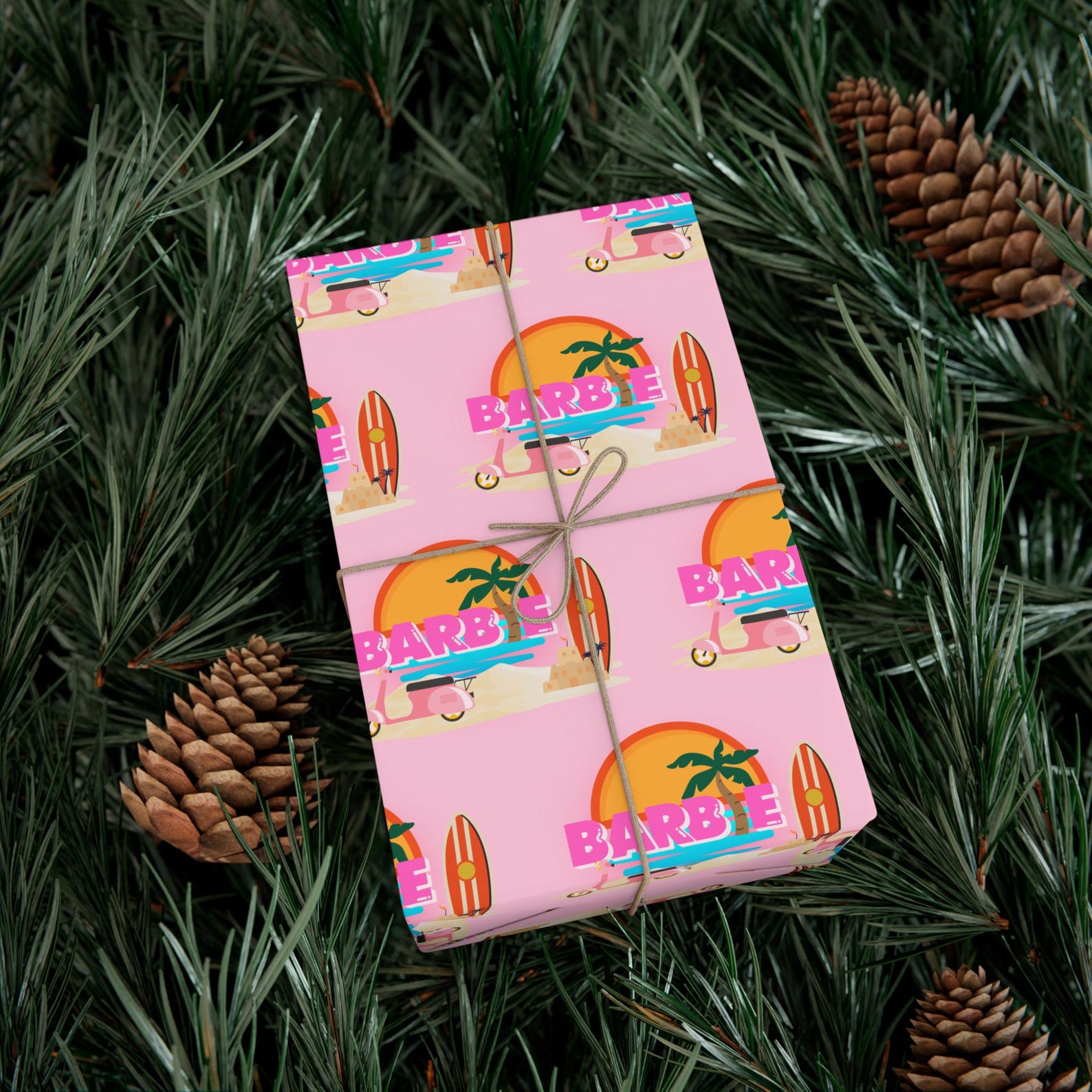 Barbie Beach Wrapping Paper Sunset Gift Wrap Barbie Wrapping Paper Kids ...