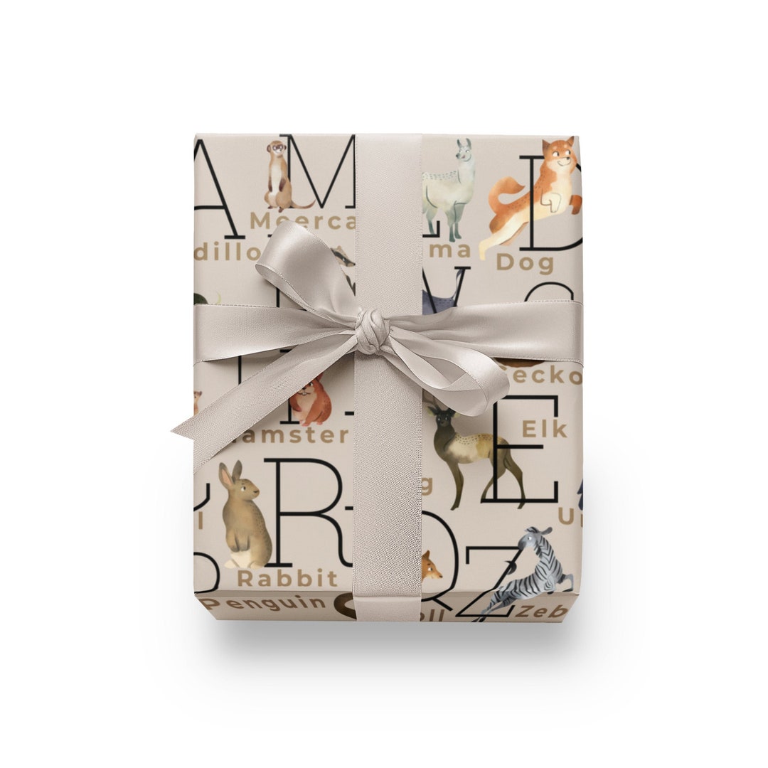 Alphabets Wrapping Paper Animal Gift Wrap Paper Letters Wrapping Paper ...