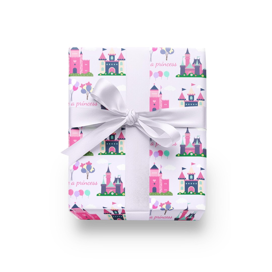 Princess Castle Wrapping Paper Balloon Gift Wrap Papers Cute Wrapping ...