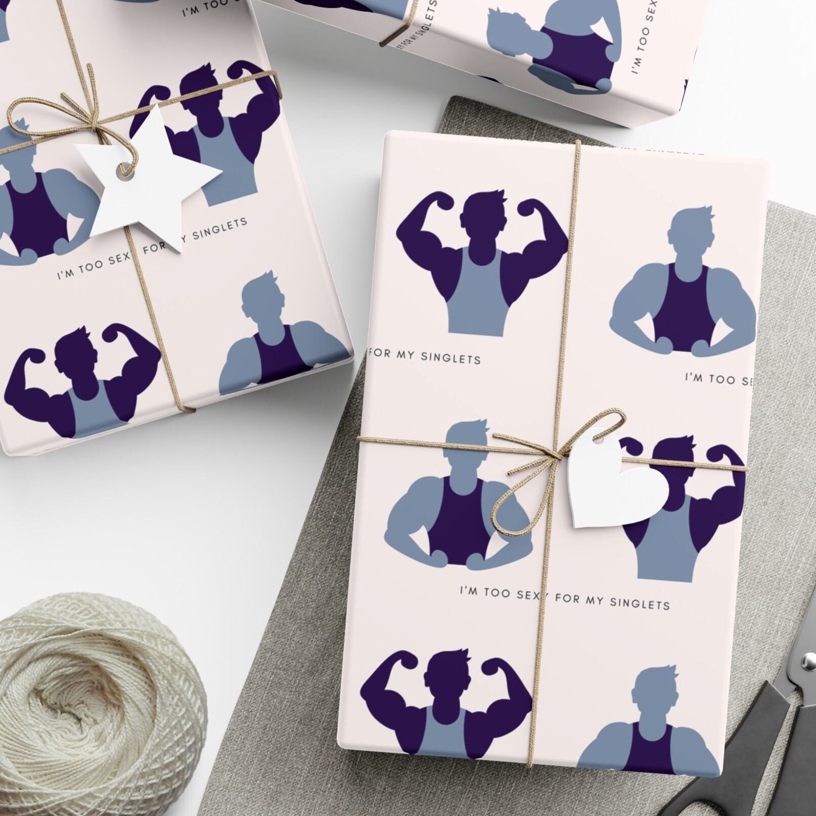 Father's Day Wrapping Paper Muscle Gift Wrapping Papers Funny Gift Wrap ...