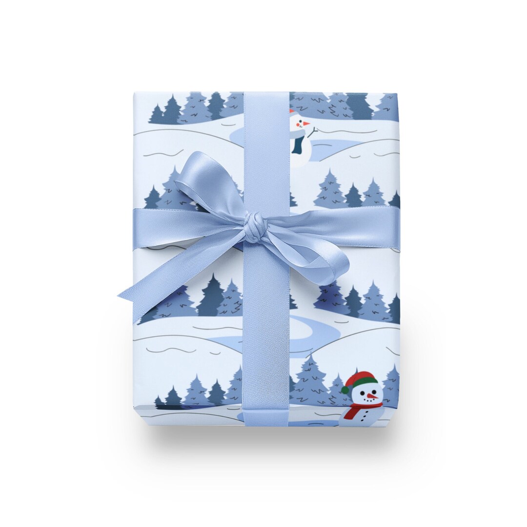Snowman Gift Wrap Snow Forest Gift Wrapping Mountain Scenery Gift ...