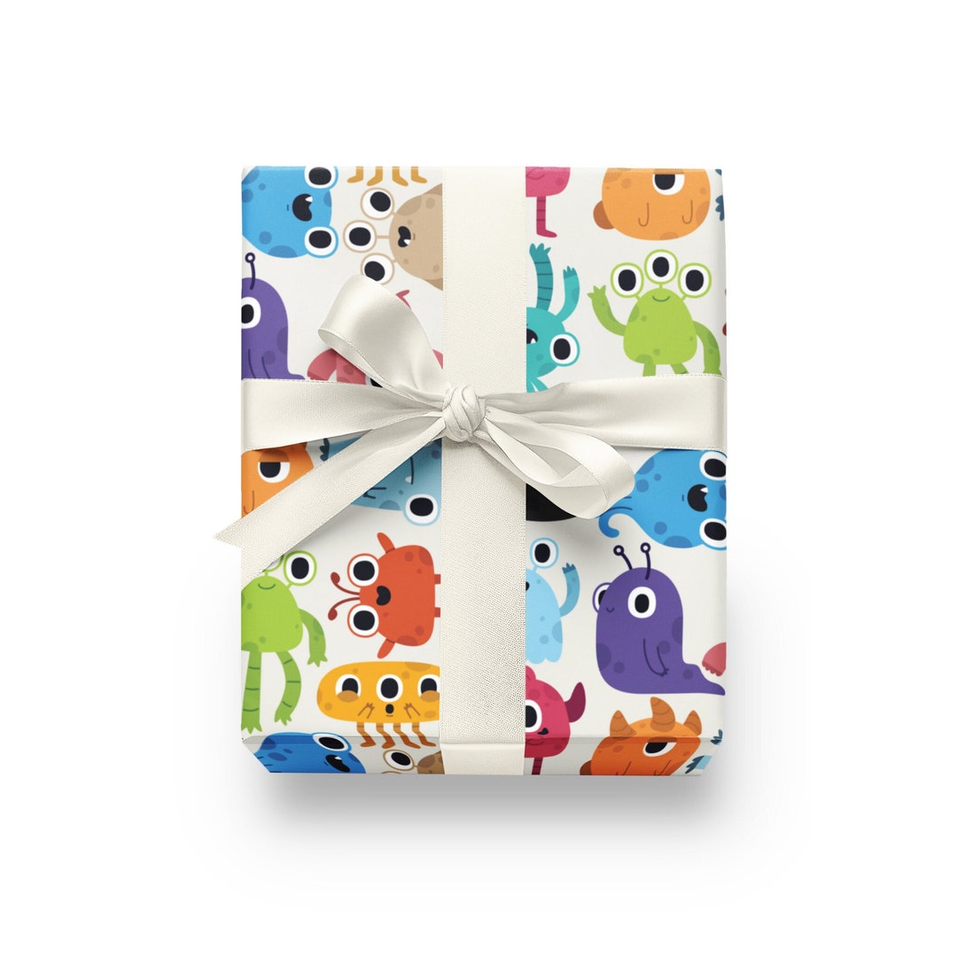 Monster Wrapping Paper Cute Gift Wrap Birthday Wrapping Paper Alien ...