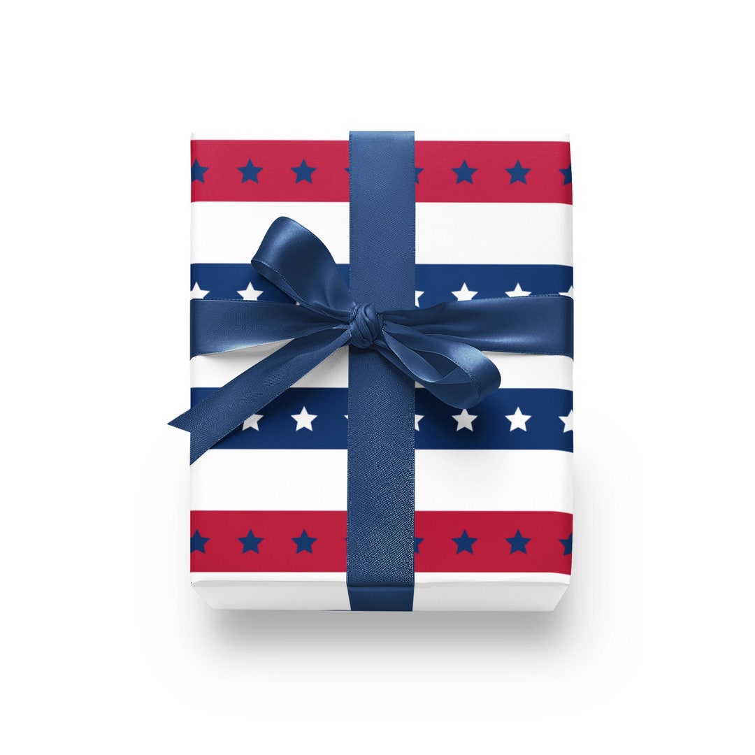 4th of July Wrapping Paper Independence Day Gift Wrap USA Flag Wrapping ...
