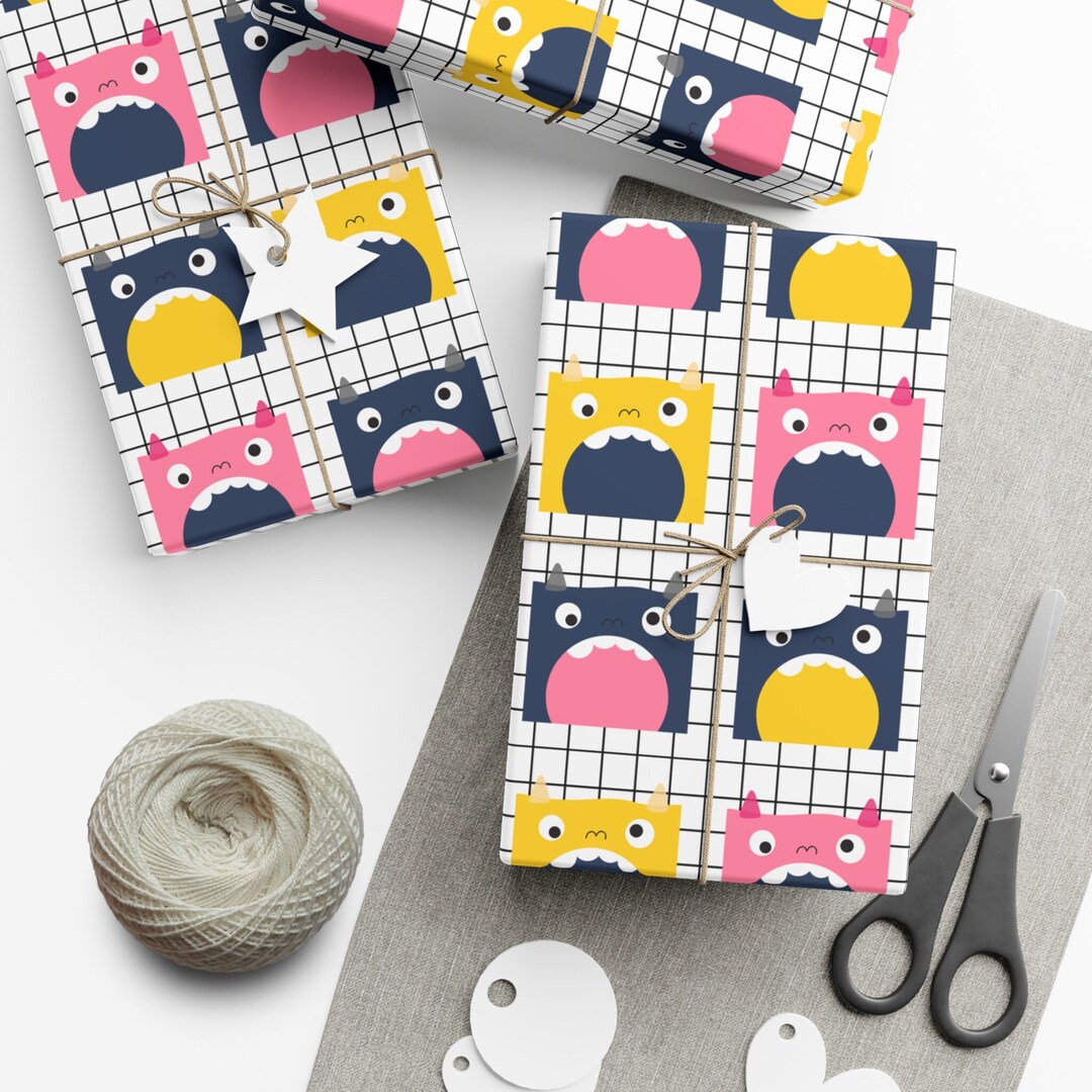 Monster Wrapping Paper Kawaii Gift Wrap Funny Face Wrap Paper - Etsy