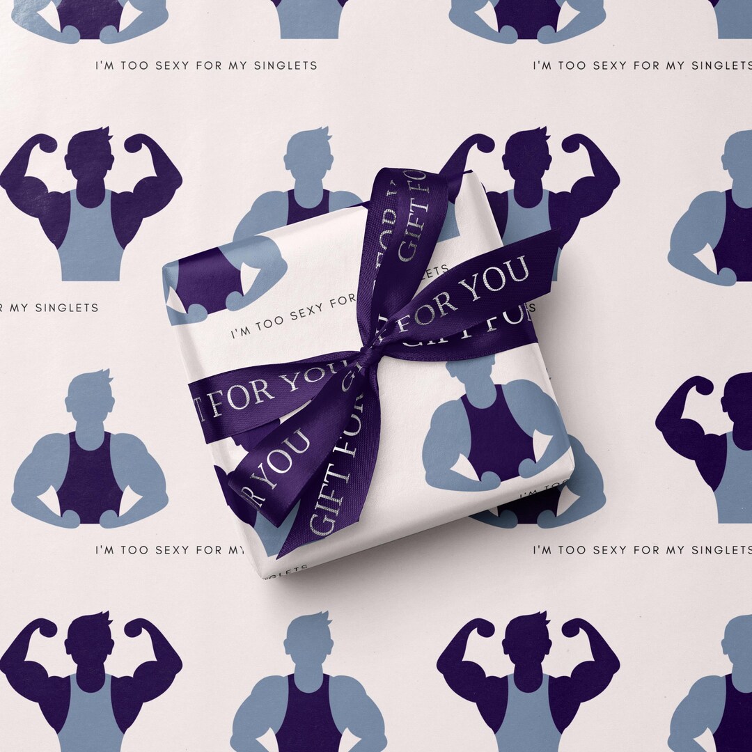 Father's Day Wrapping Paper Muscle Gift Wrapping Papers Funny Gift Wrap ...