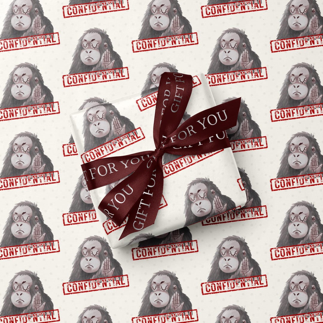 Confidential Monkey Wrapping Paper Silly Animal Gift Wrap Paper Funny ...