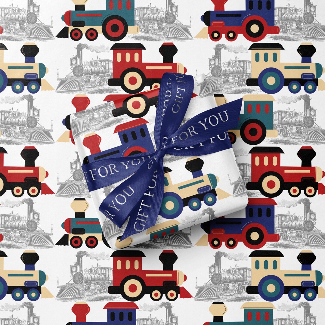 Trains Wrapping Paper Classic Train Gift Wrap Paper Children Gift ...