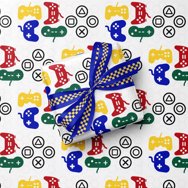 Game Console Wrapping Paper Controller Wrap Paper Gamers Wrapping Paper ...