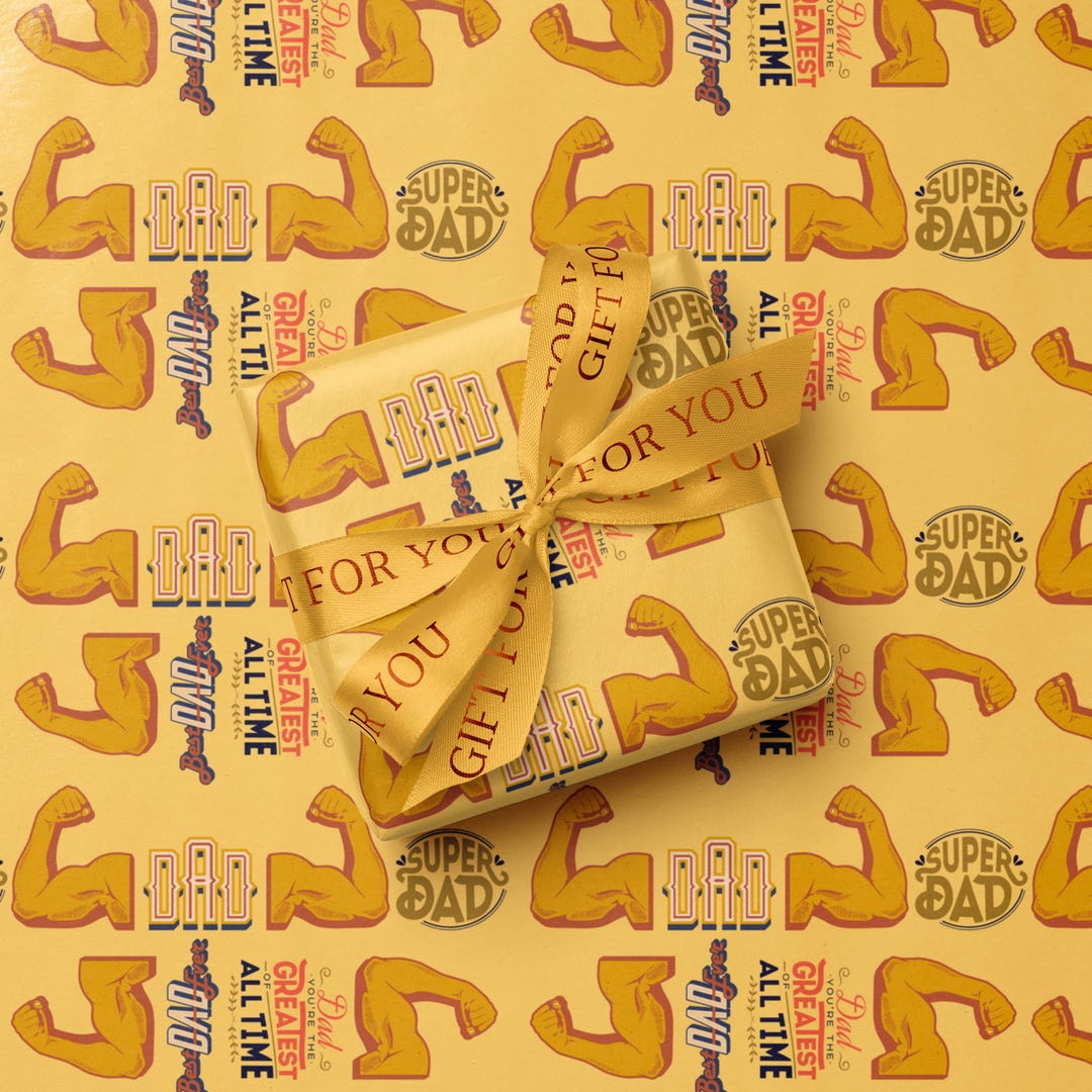 Muscle Wrapping Paper Fathers Day Gift Wrap Funny Wrapping Paper Retro ...