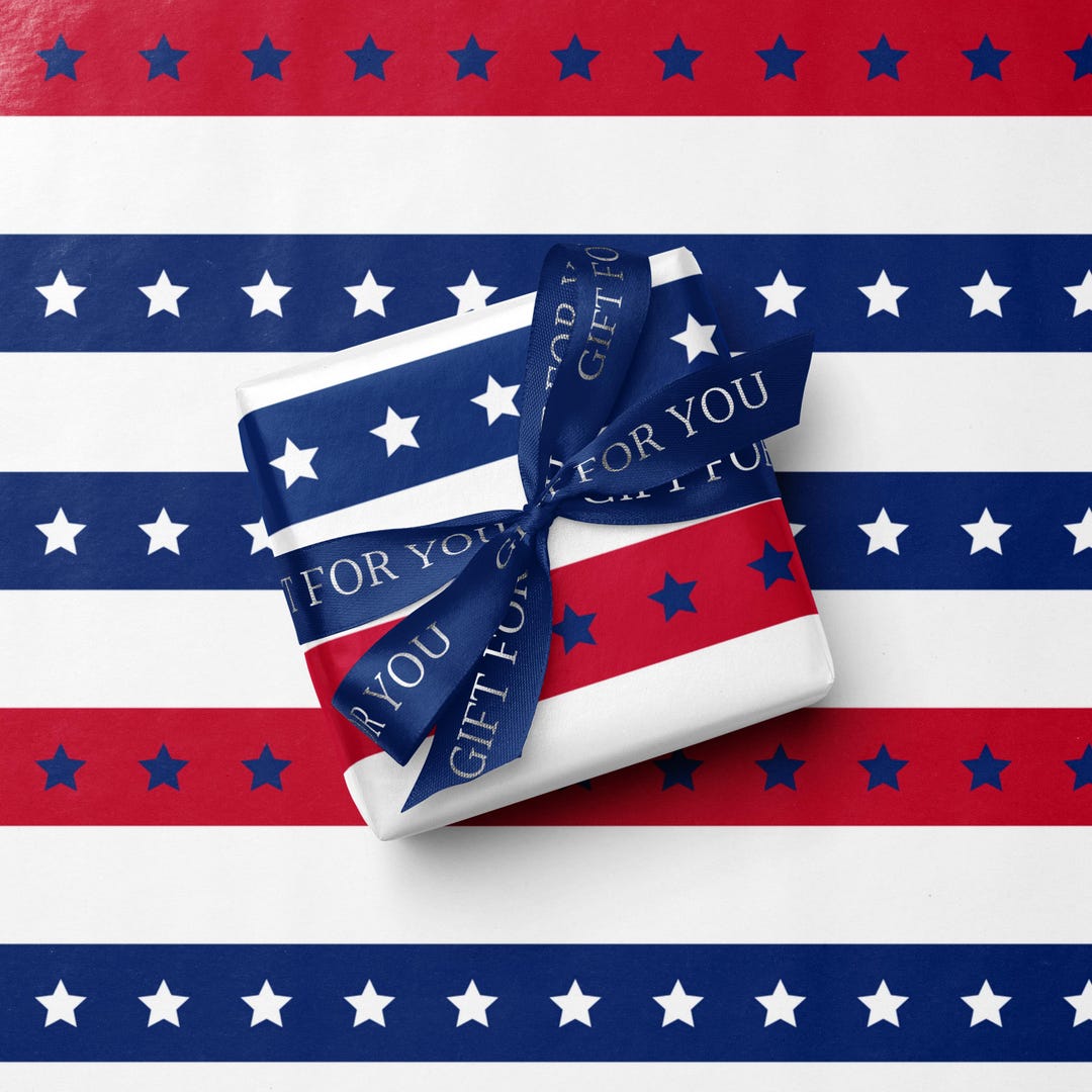 4th of July Wrapping Paper Independence Day Gift Wrap USA Flag Wrapping ...