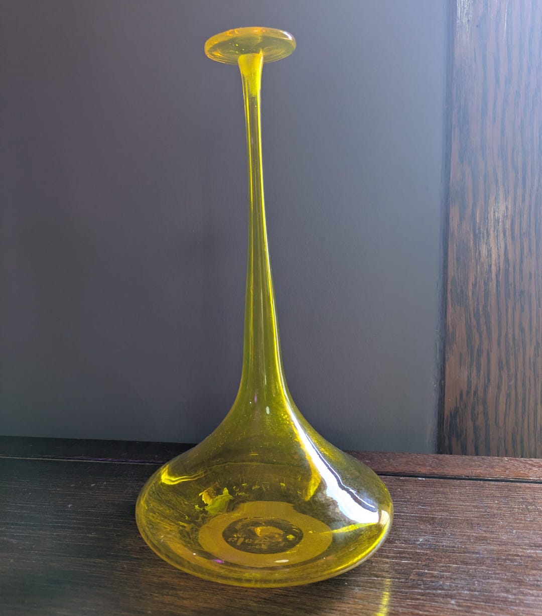 Blenko Hand Blown Art Glass Wayne Husted 1950's Jonquil Yellow Shot ...