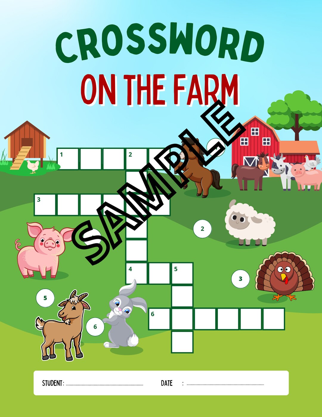 Fun on the Farm Crossword Digital Download - Etsy