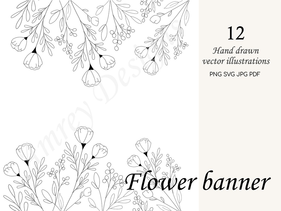 Digital Flower Banner SVG, Flower SVG, Flower Printable - Etsy